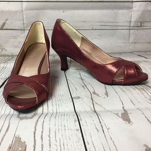 Shoes | Red Metallic Open Toe 2 Inch Dance High Heel | Poshmark